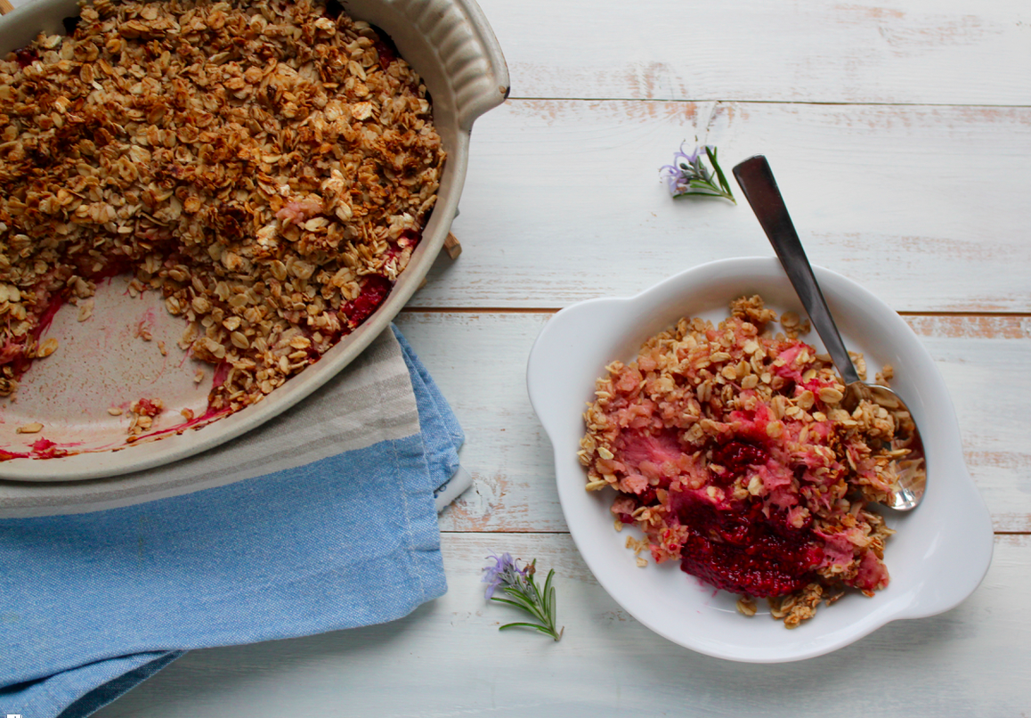 Rhubarb and Raspberry Crumble - Sarah Malcolm